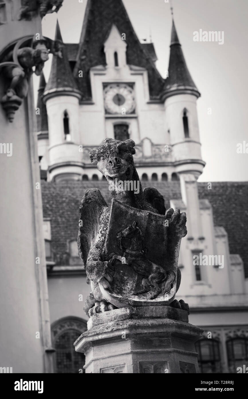 Gargoyle Mythical Creature Stone Statue At The Medieval Castle Stock ...
