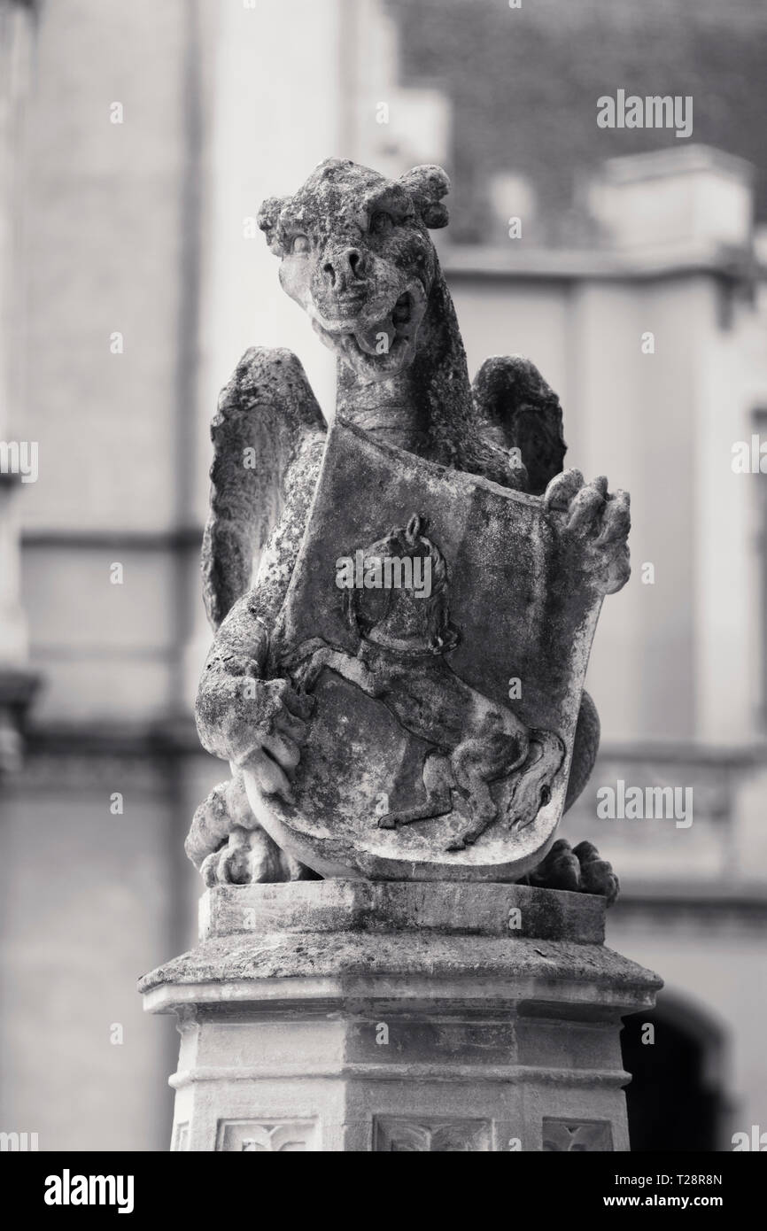 Gargoyle Mythical Creature Stone Statue At The Medieval Castle Stock ...