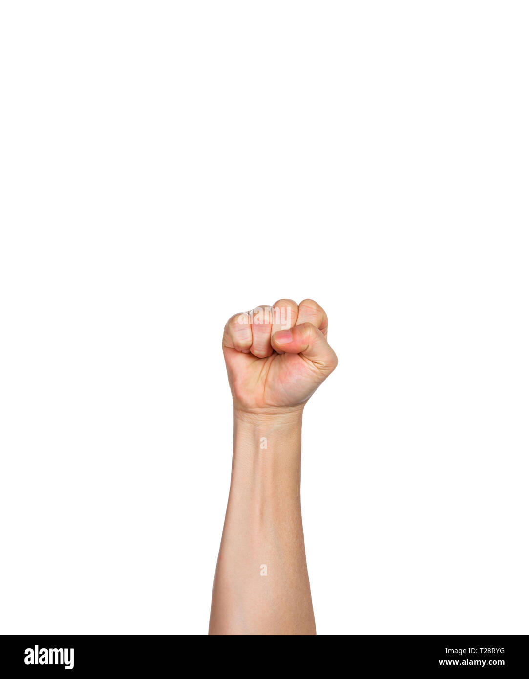 One male hand, fingers in fist pointing up, room for copy space Stock ...