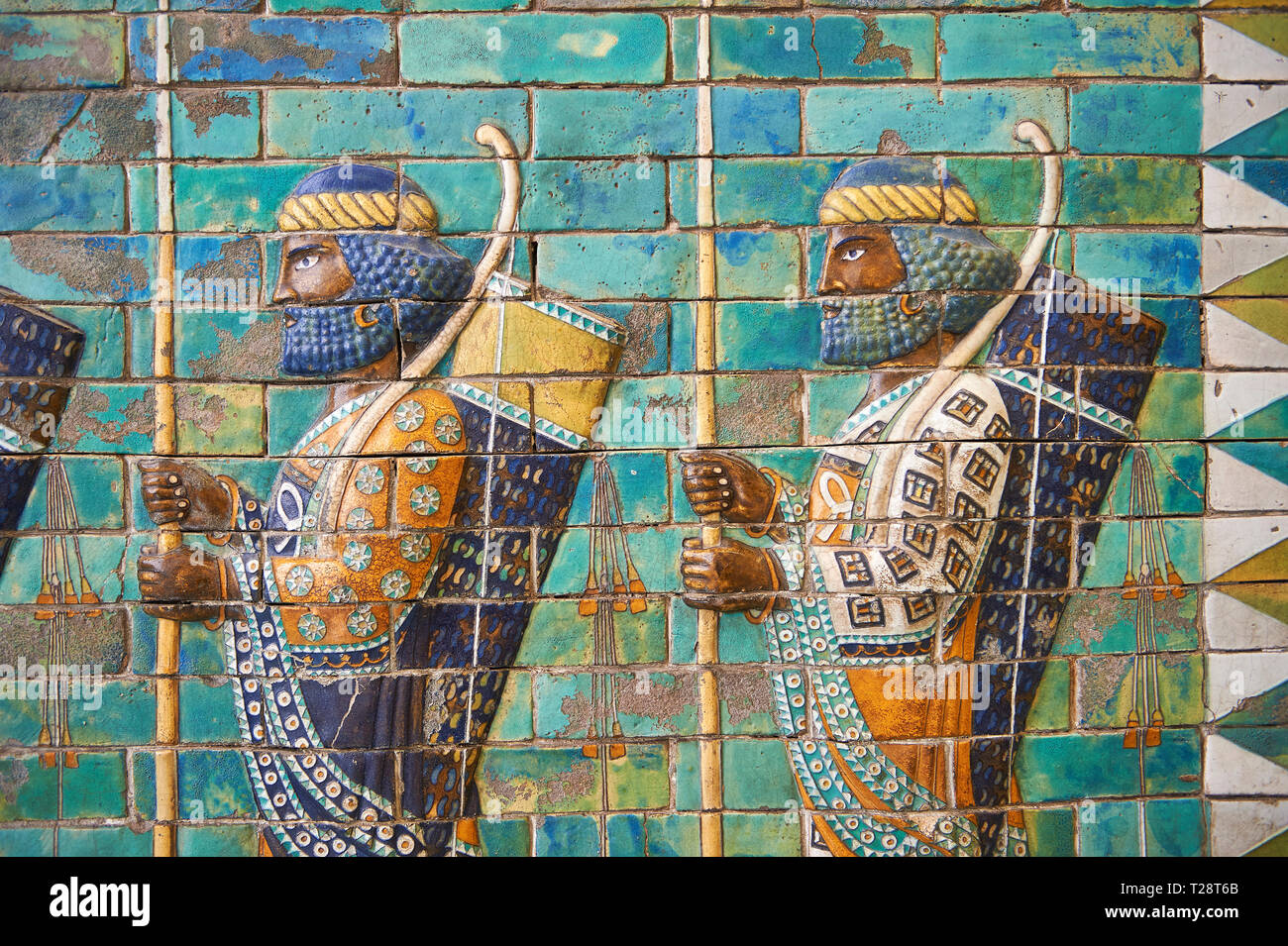 Ancent Persian glazed brick panels depicting Royal bodyguards or the ...