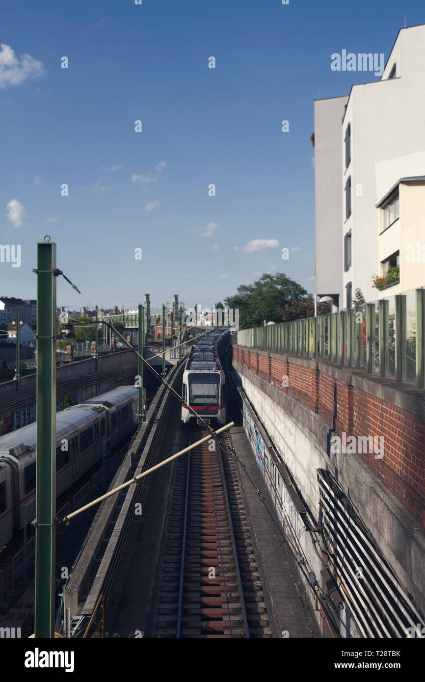 Subway Station Outdoors With Train Passing By Stock Photo - Alamy