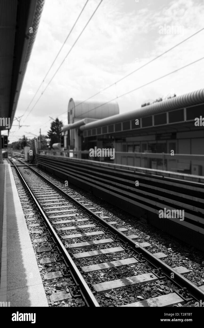 Subway Train Station Outdoors With View Of The Rails Stock Photo - Alamy