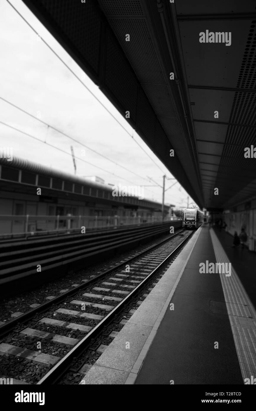 Subway Train Station Outdoors With View Of The Rails Stock Photo - Alamy