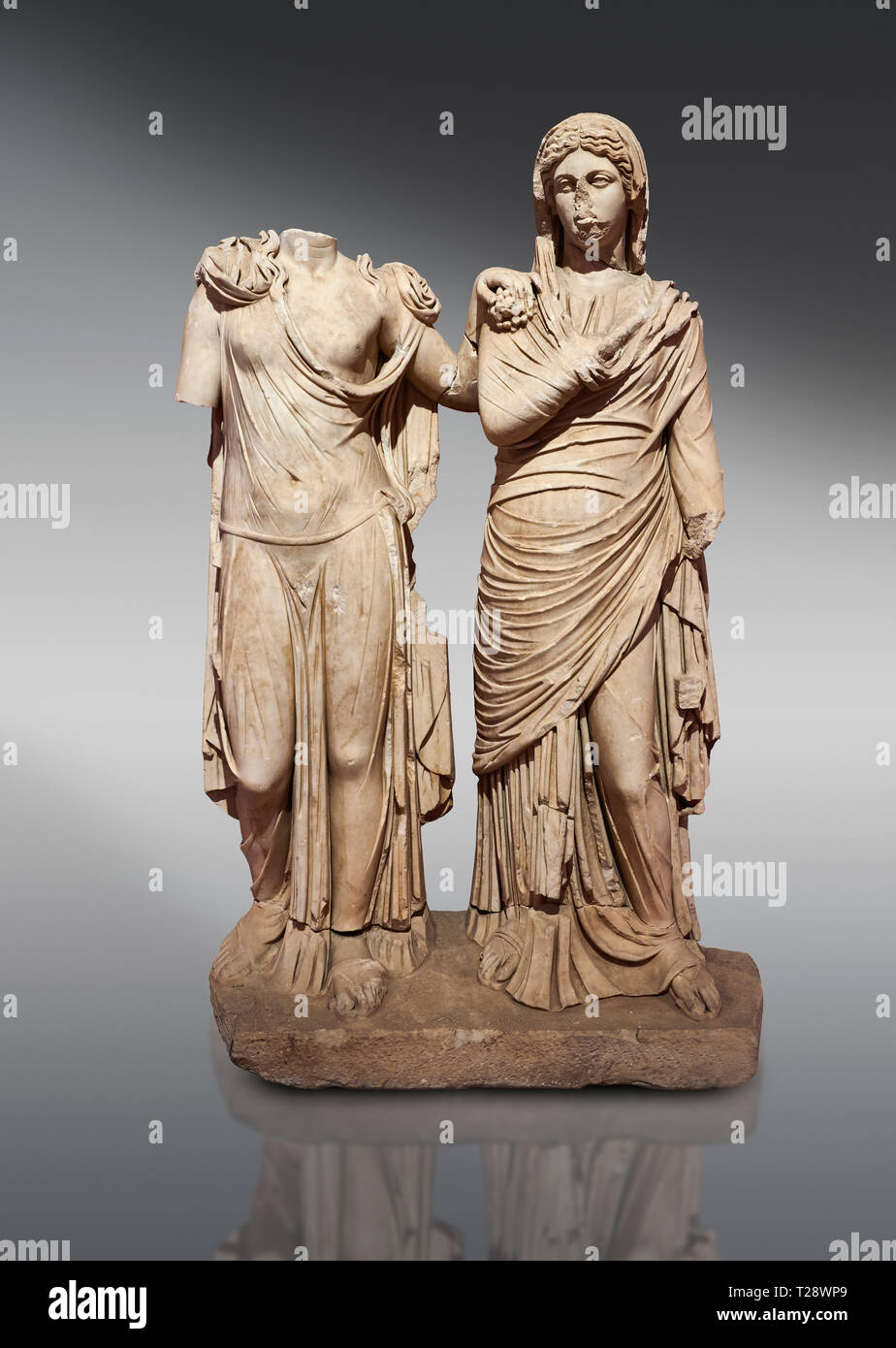 Roman statue of two women; Marble. Perge. 2nd century AD. Inv 3271 ...