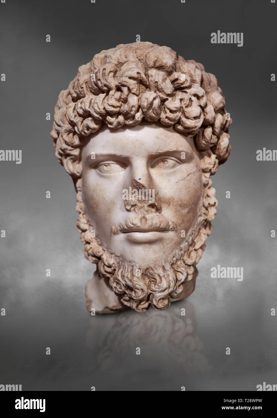 Roman statue of Emperor Lucius Verus .Marble. Perge. 2nd century AD ...