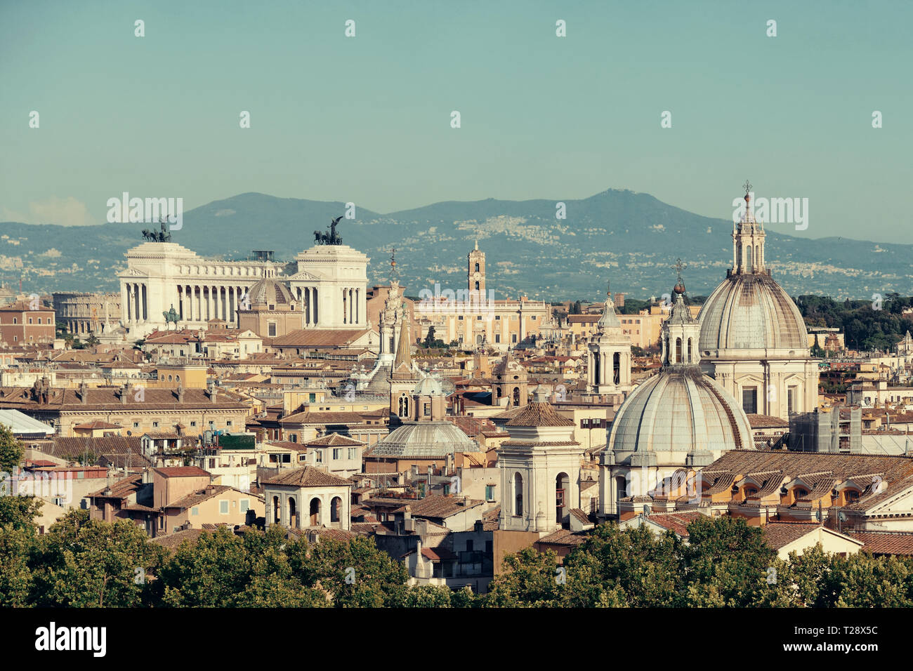 Rome rooftop view with ancient architecture in Italy Stock Photo - Alamy