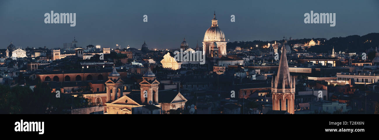 Rome rooftop view with skyline and ancient architecture in Italy at ...
