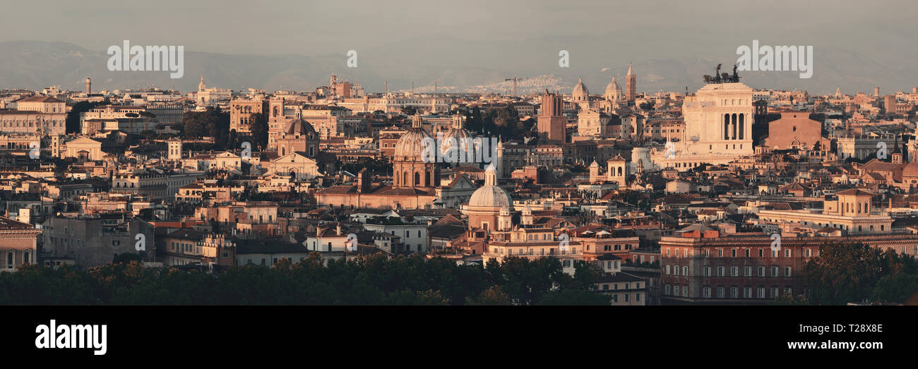 Rome rooftop panoramic view with ancient architecture in Italy Stock ...