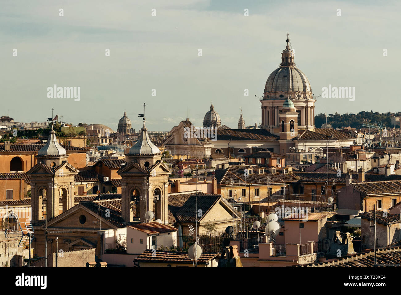 Rome rooftop view with ancient architecture in Italy Stock Photo - Alamy