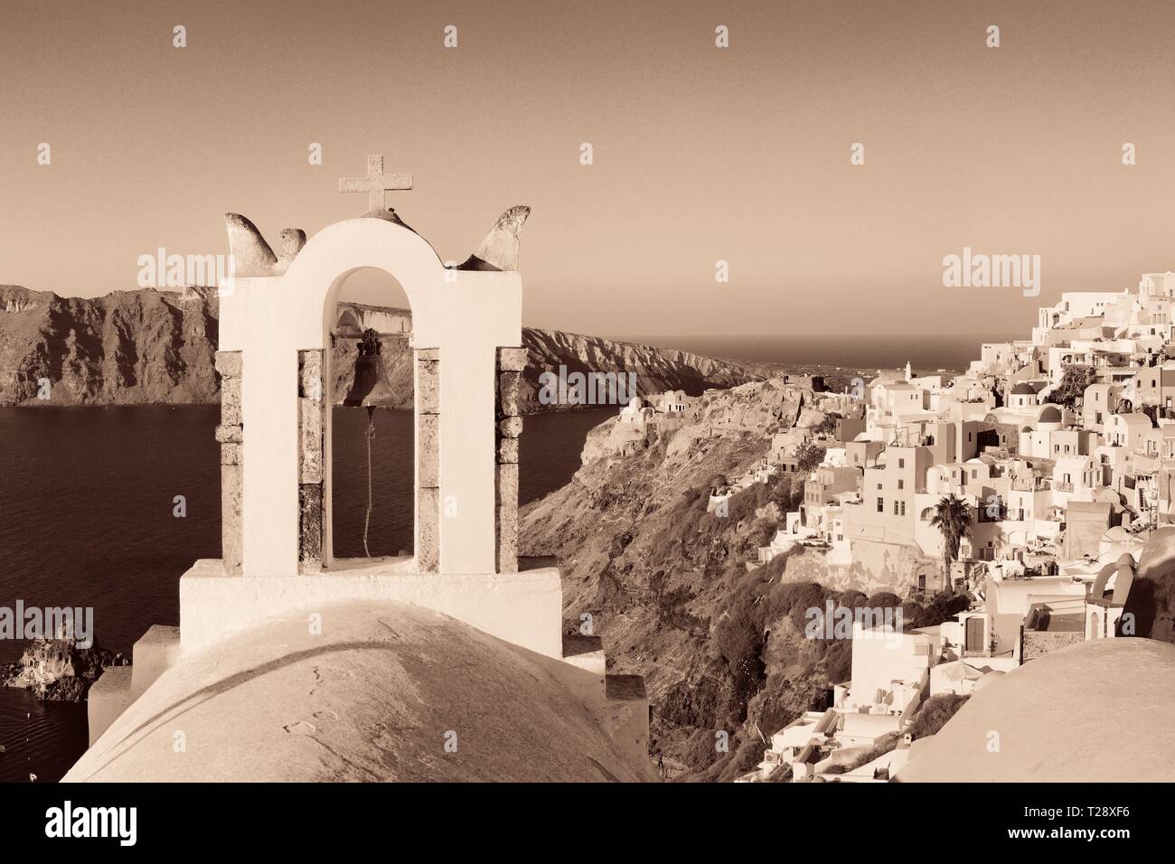 Santorini skyline with buildings in Greece Stock Photo - Alamy