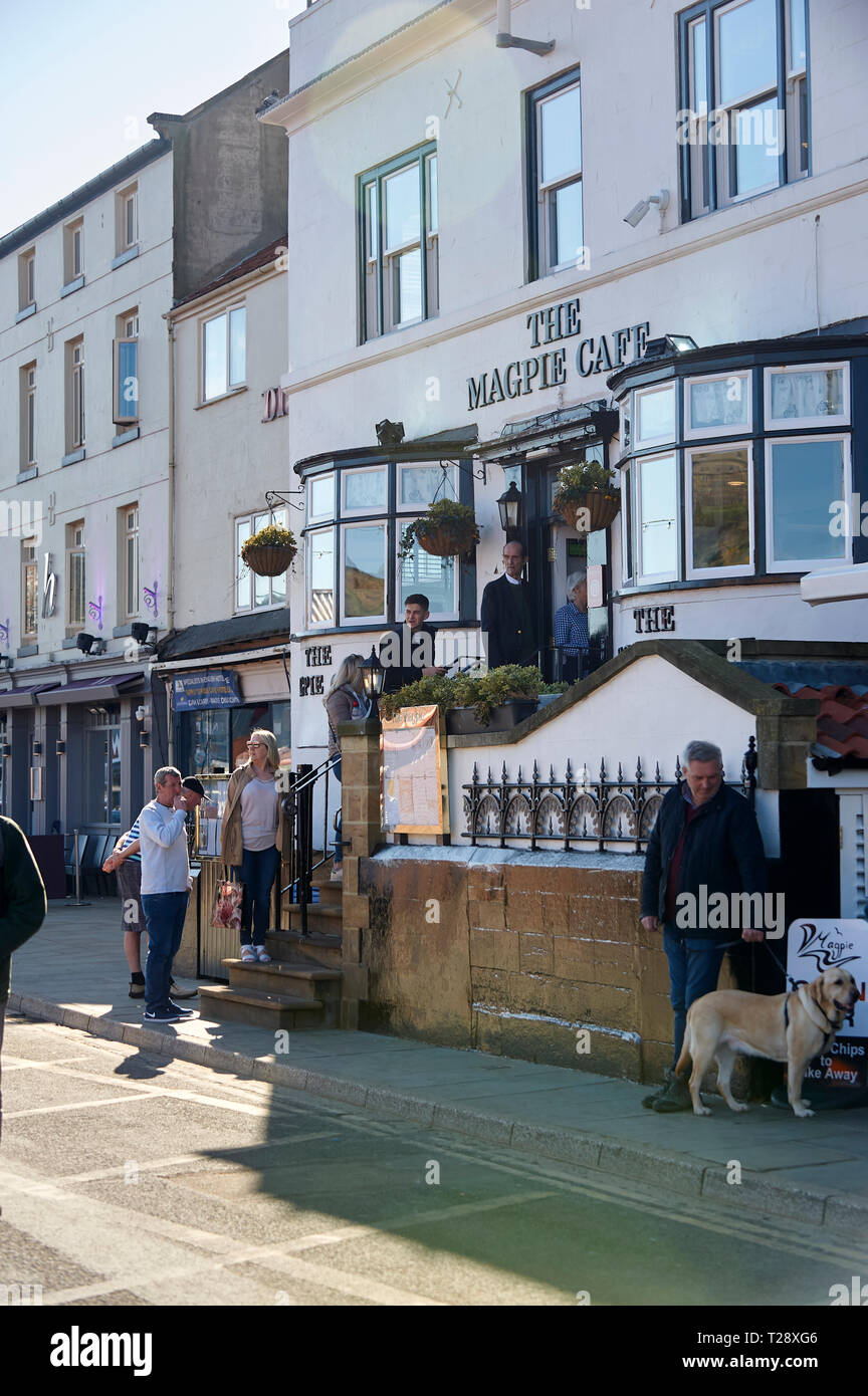 People queueing at the world famous Magpie Cafe Fish and chip shop ...