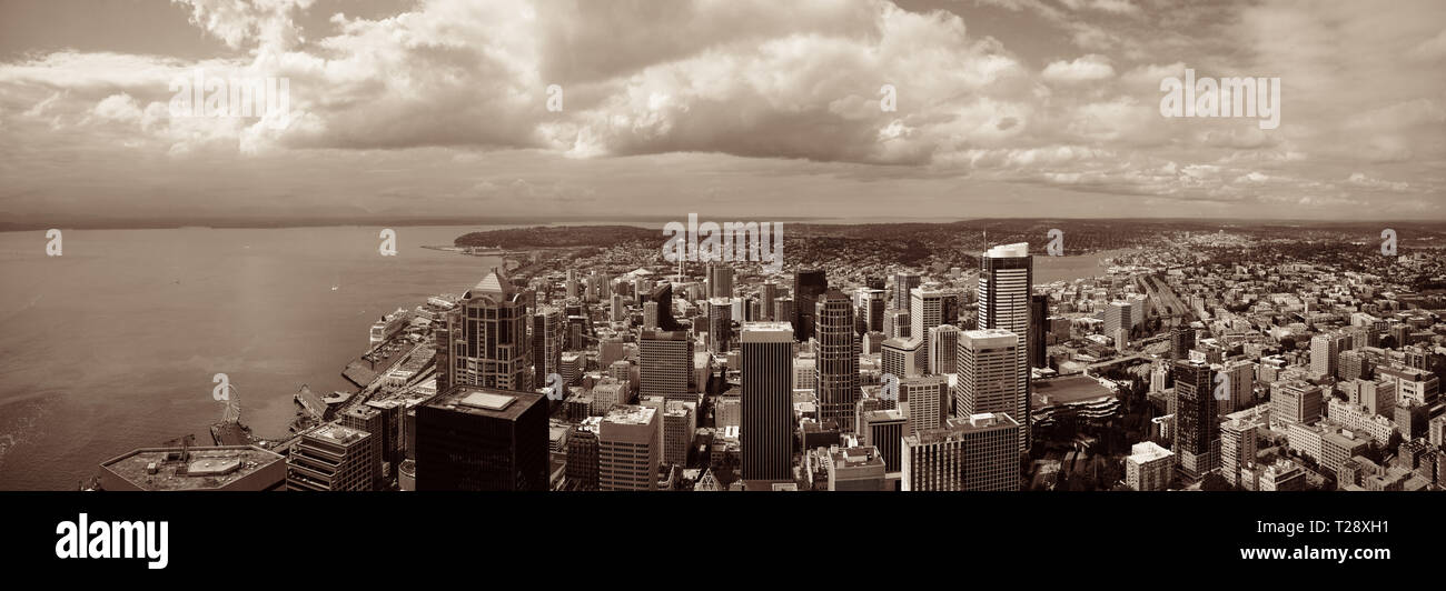 Seattle rooftop panorama view with urban architecture Stock Photo - Alamy