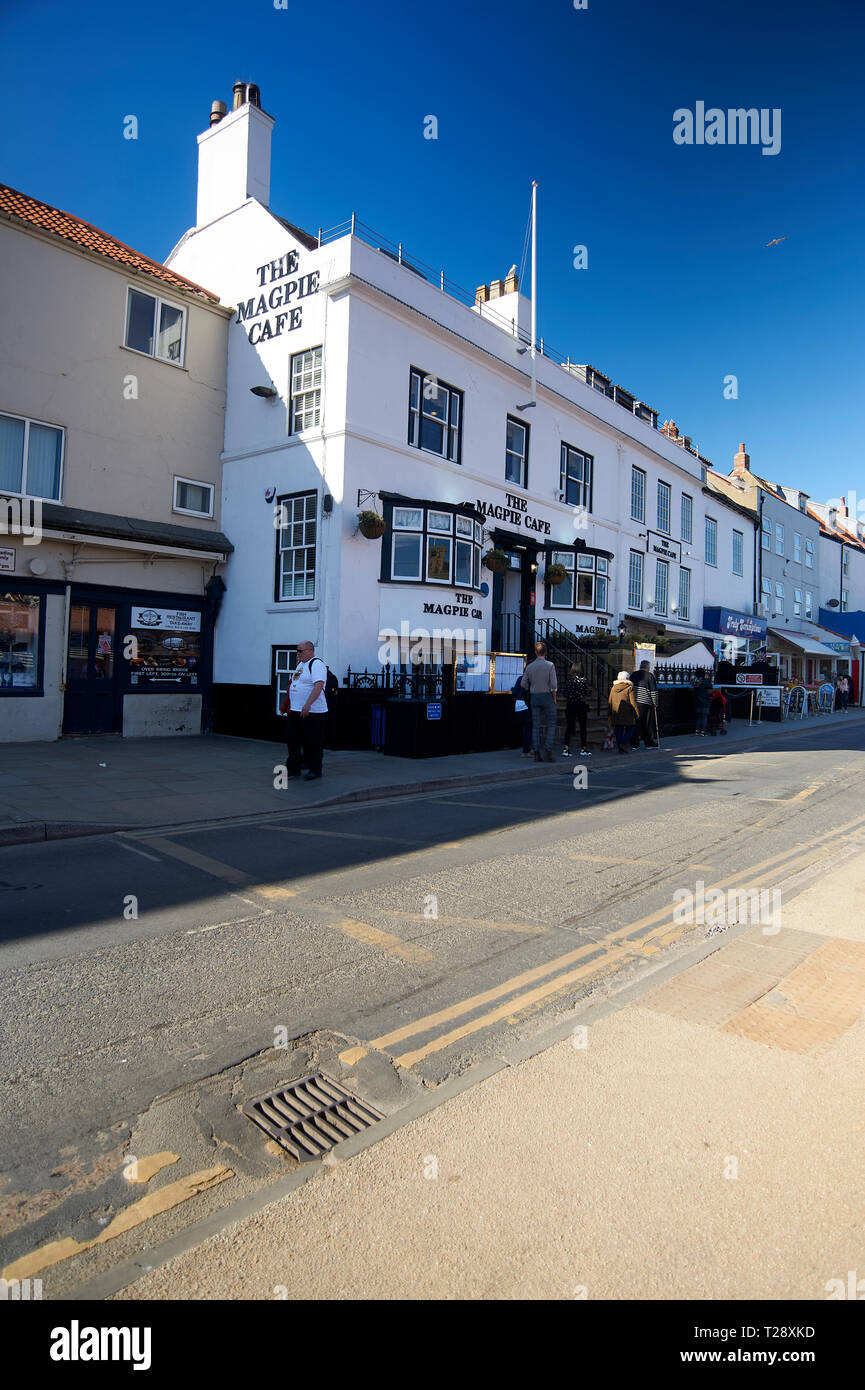 People queueing at the world famous Magpie Cafe Fish and chip shop ...