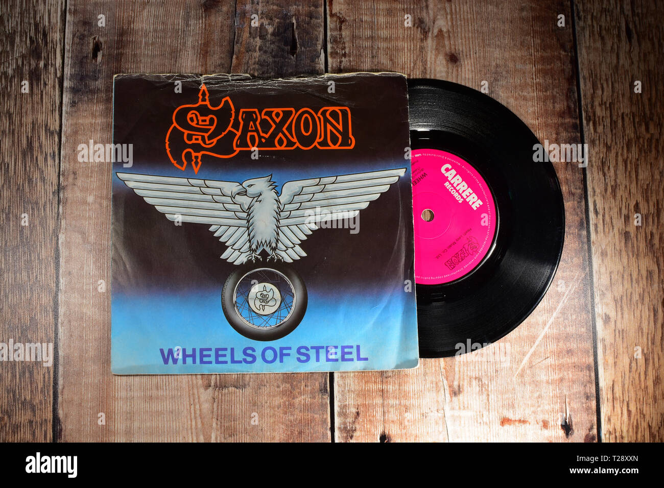 Saxon 7inch single, Wheels of Steel Stock Photo - Alamy