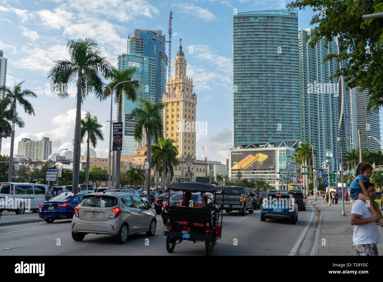 Miami Traffic in Bay Area Stock Photo - Alamy