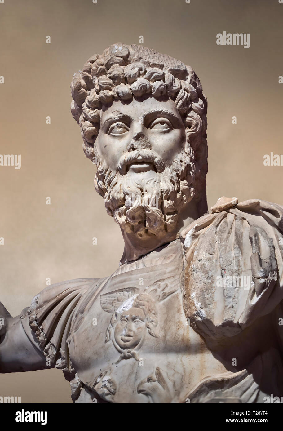 Roman statue of Emperor Septimus Severus. Marble. Perge. 2nd century AD ...