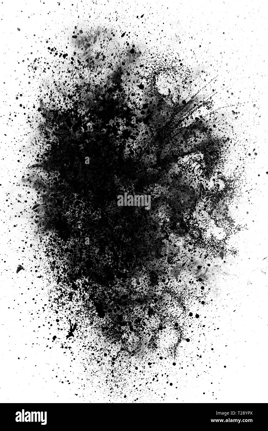 Black and white hand painted splatter effect Stock Photo - Alamy