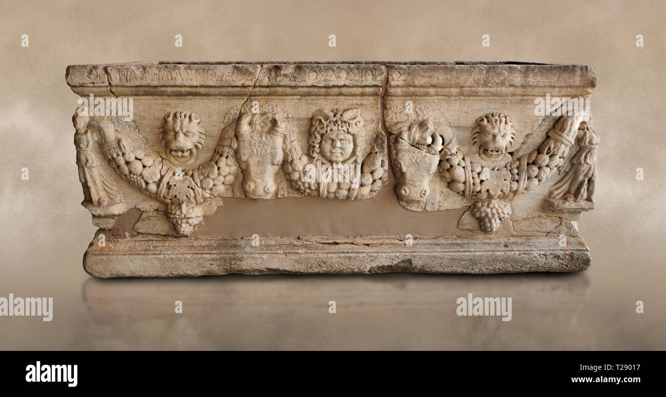 Roman relief sculpted garland sarcophagus, 3rd century AD. Adana ...