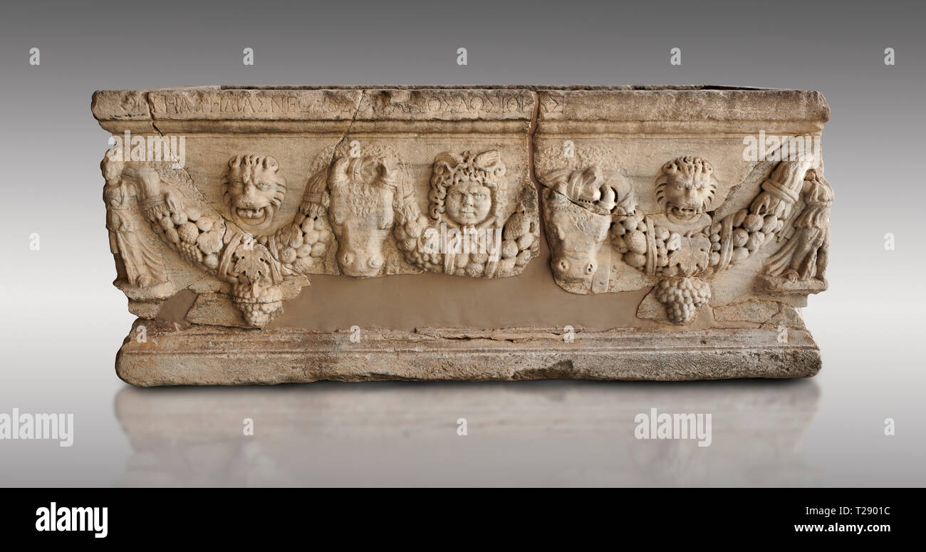 Roman relief sculpted garland sarcophagus, 3rd century AD. Adana ...