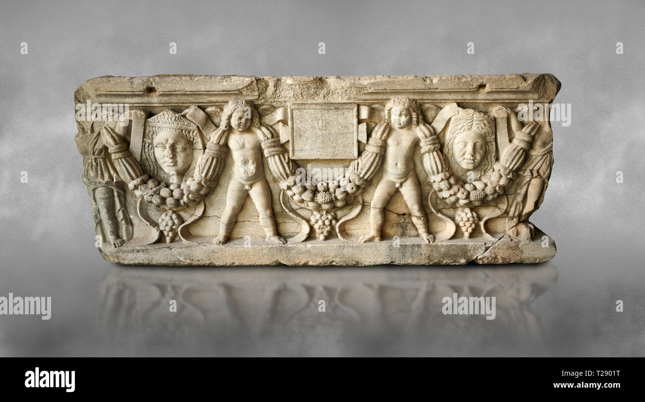Roman relief sculpted garland sarcophagus with cherubs, 3rd century AD ...