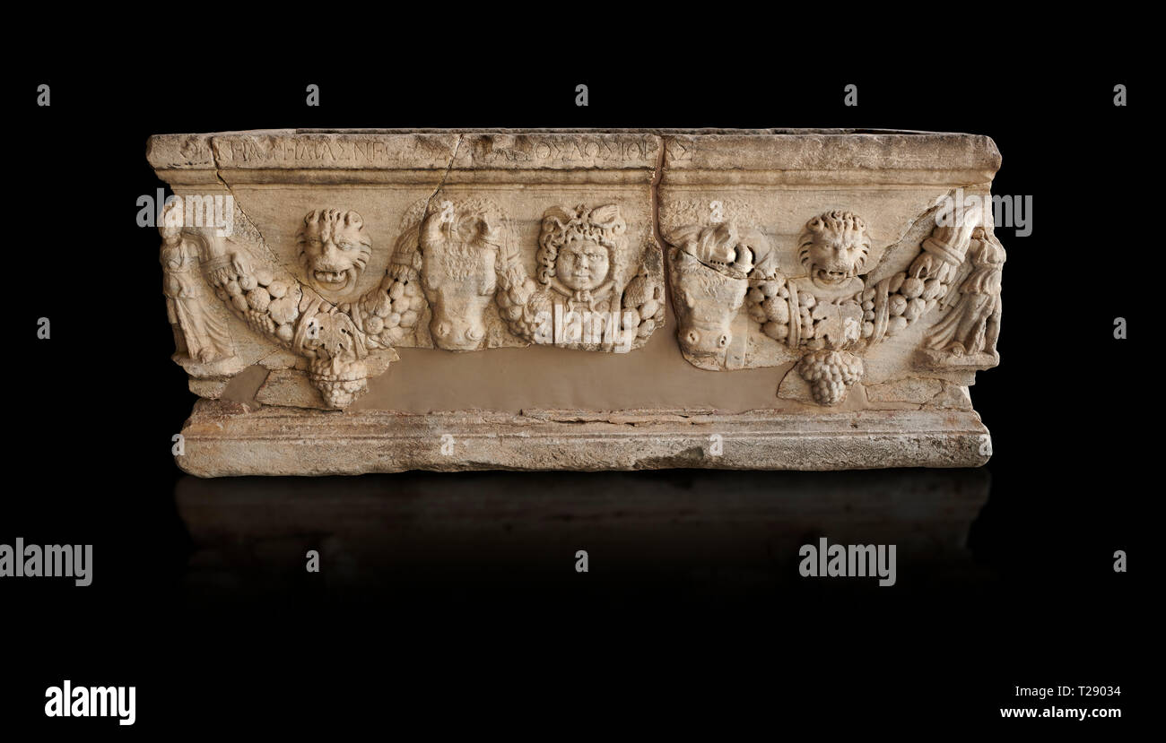 Roman relief garland sculpted sarcophagus. Adana Archaeology Museum ...