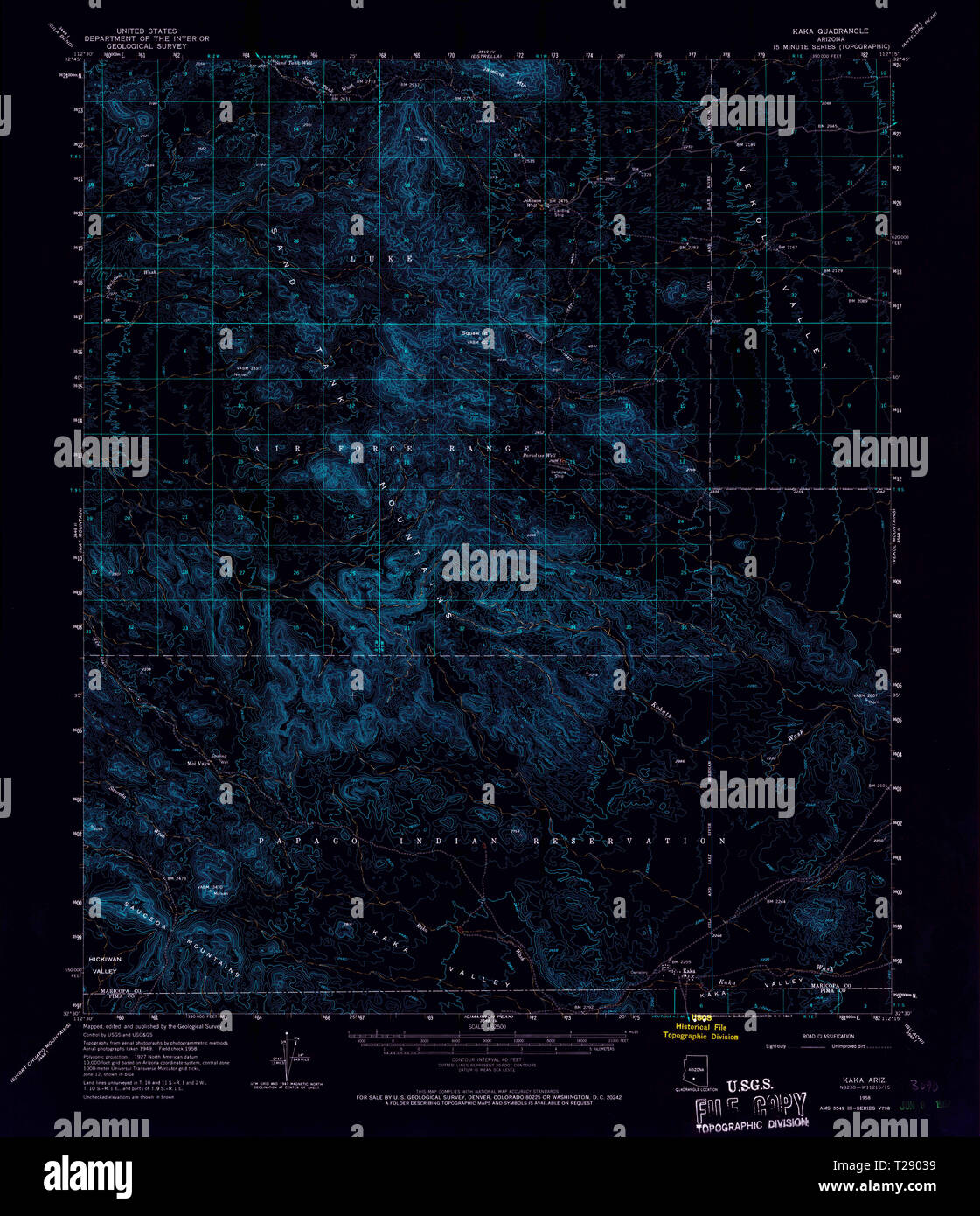 USGS TOPO Map Arizona AZ Kaka 314710 1958 62500 Inverted Restoration ...