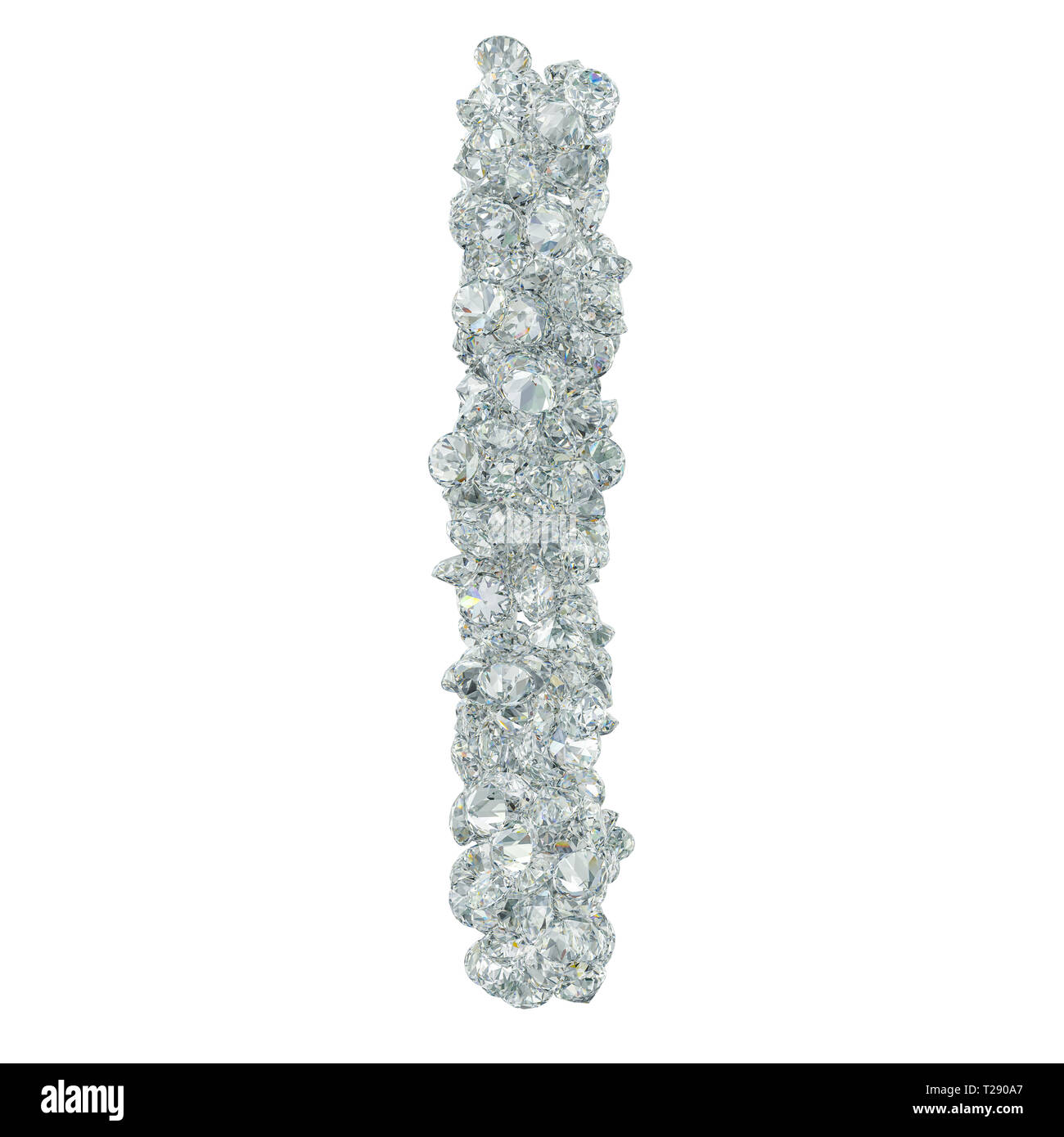 Diamond font, letter I from diamonds. 3D rendering isolated on white ...