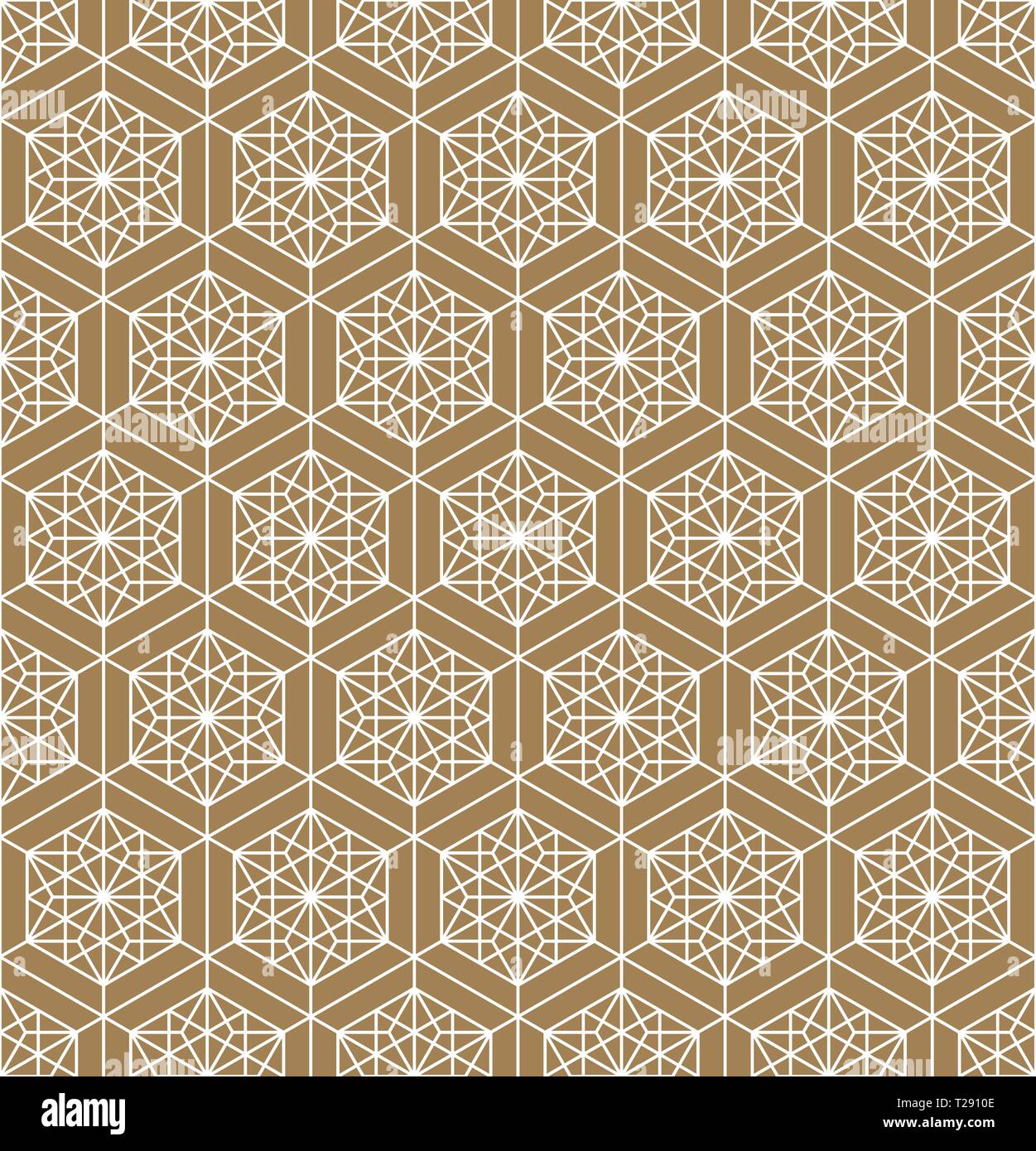 Japanese seamless pattern in style Kumiko.Golden color background and ...