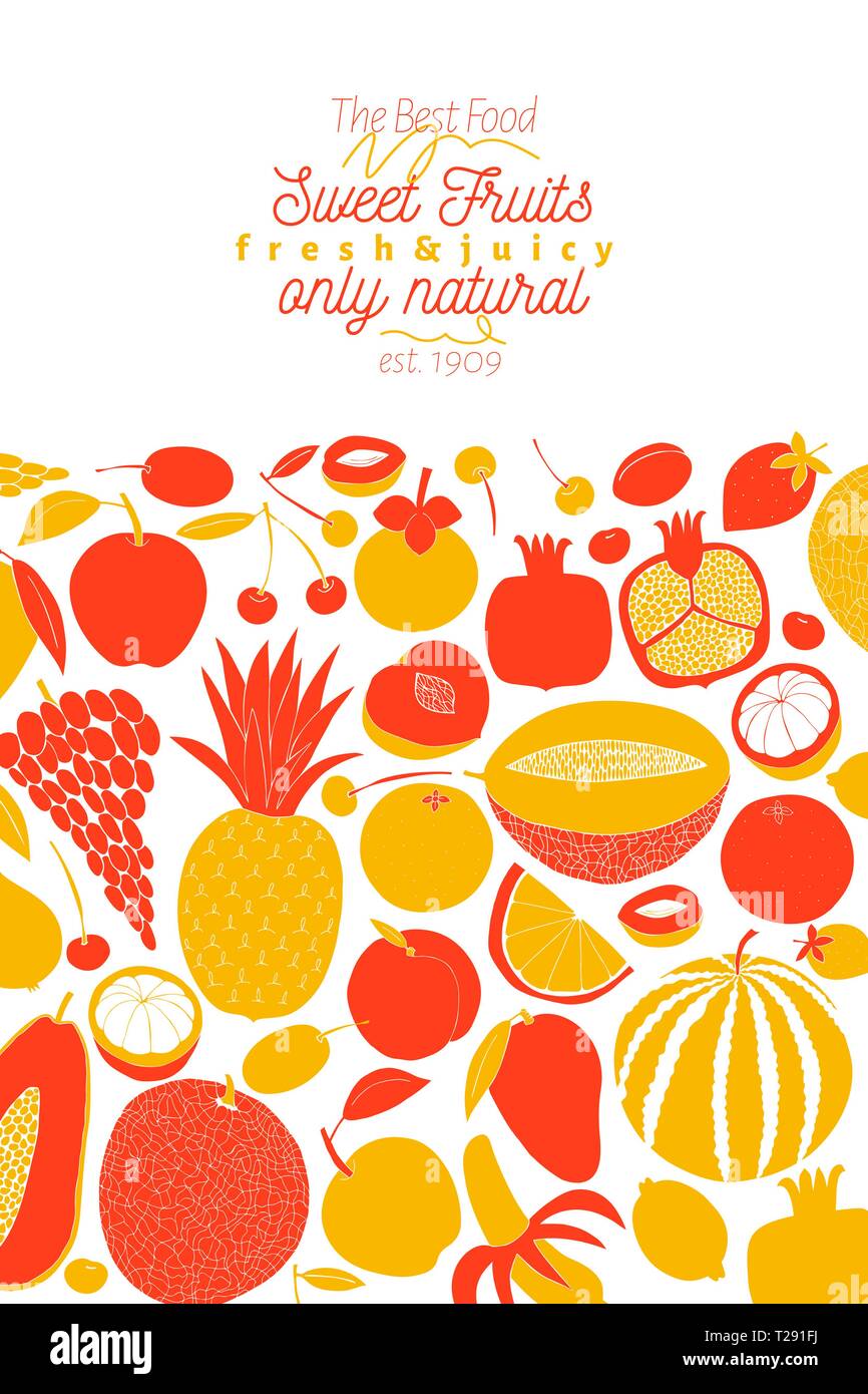 Scandinavian hand drawn fruit design template. Vector illustrations ...