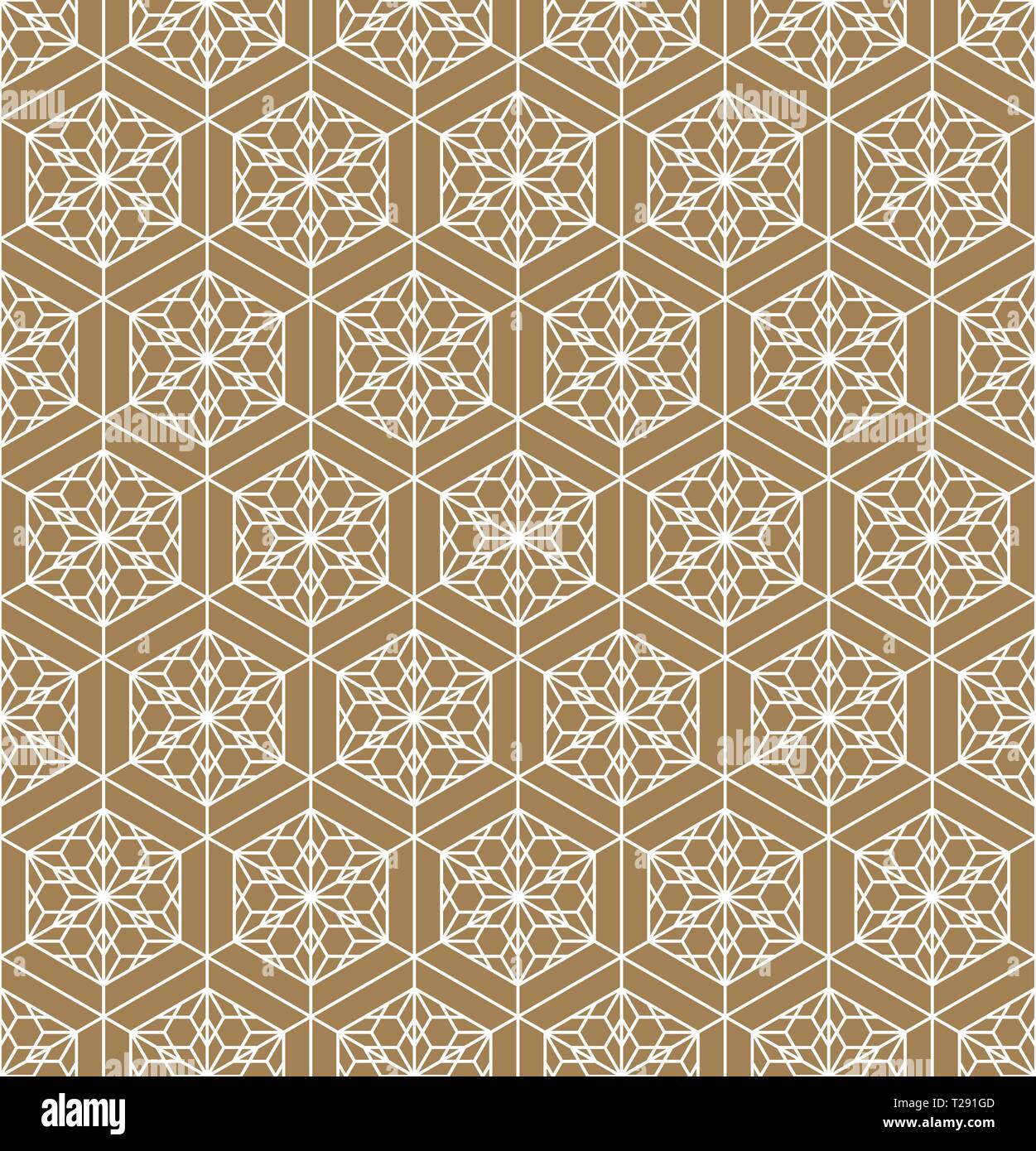 Japanese seamless pattern in style Kumiko.Golden color background and ...