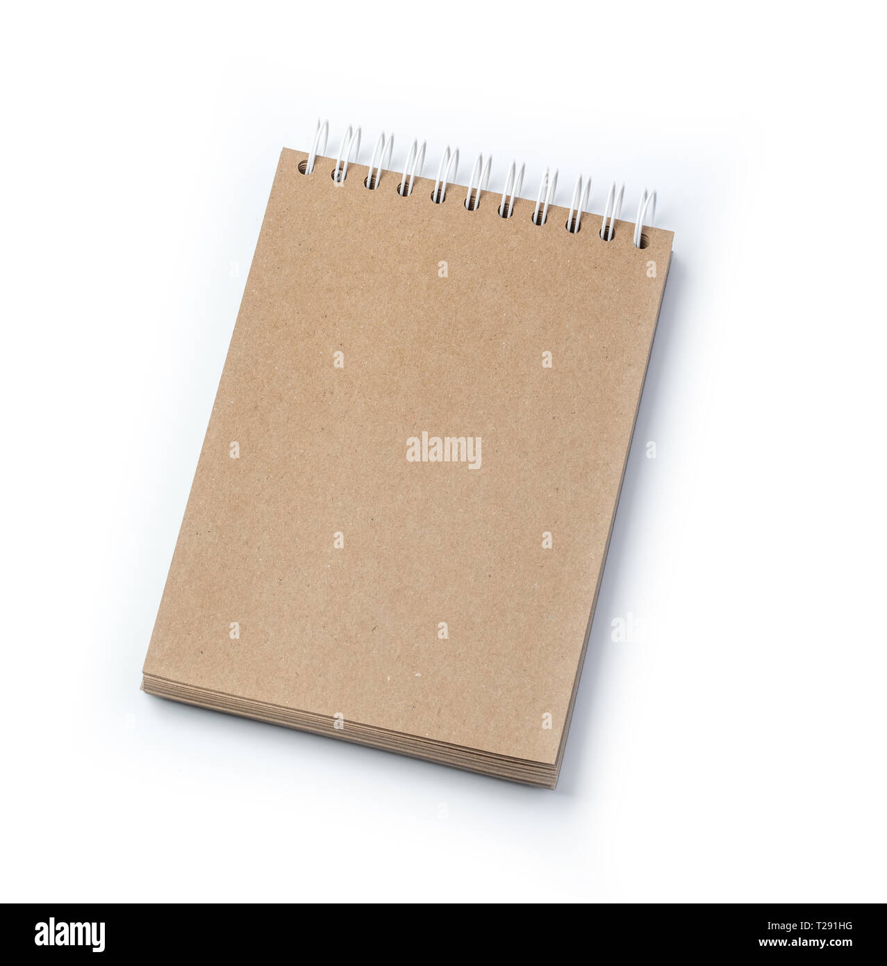 Brown spiral notebook isolated on white background.top view Stock Photo ...