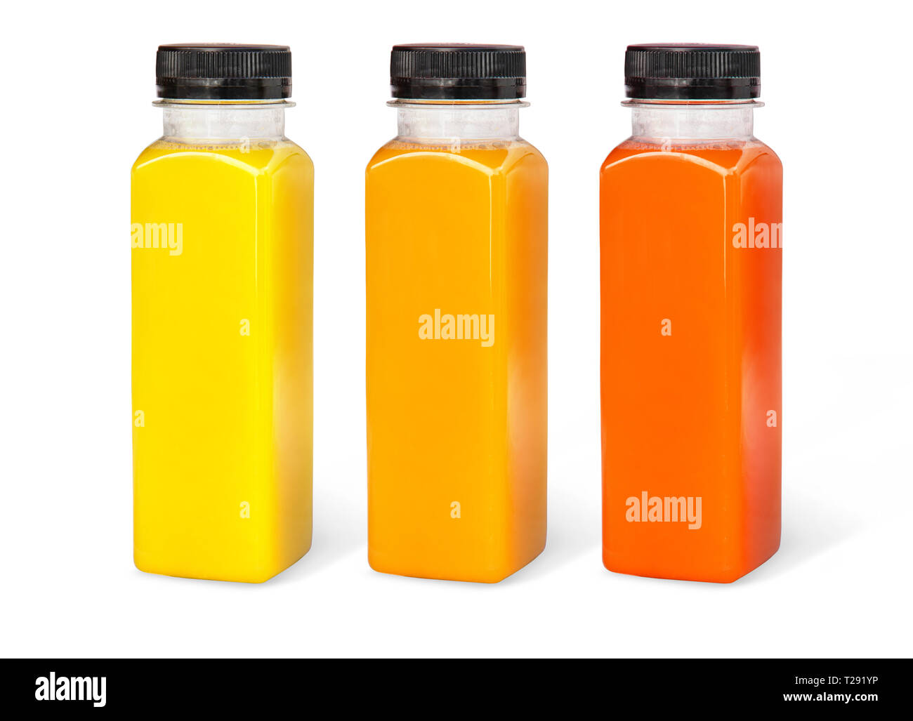 citrus juice bottles isolated on white with clipping path Stock Photo ...
