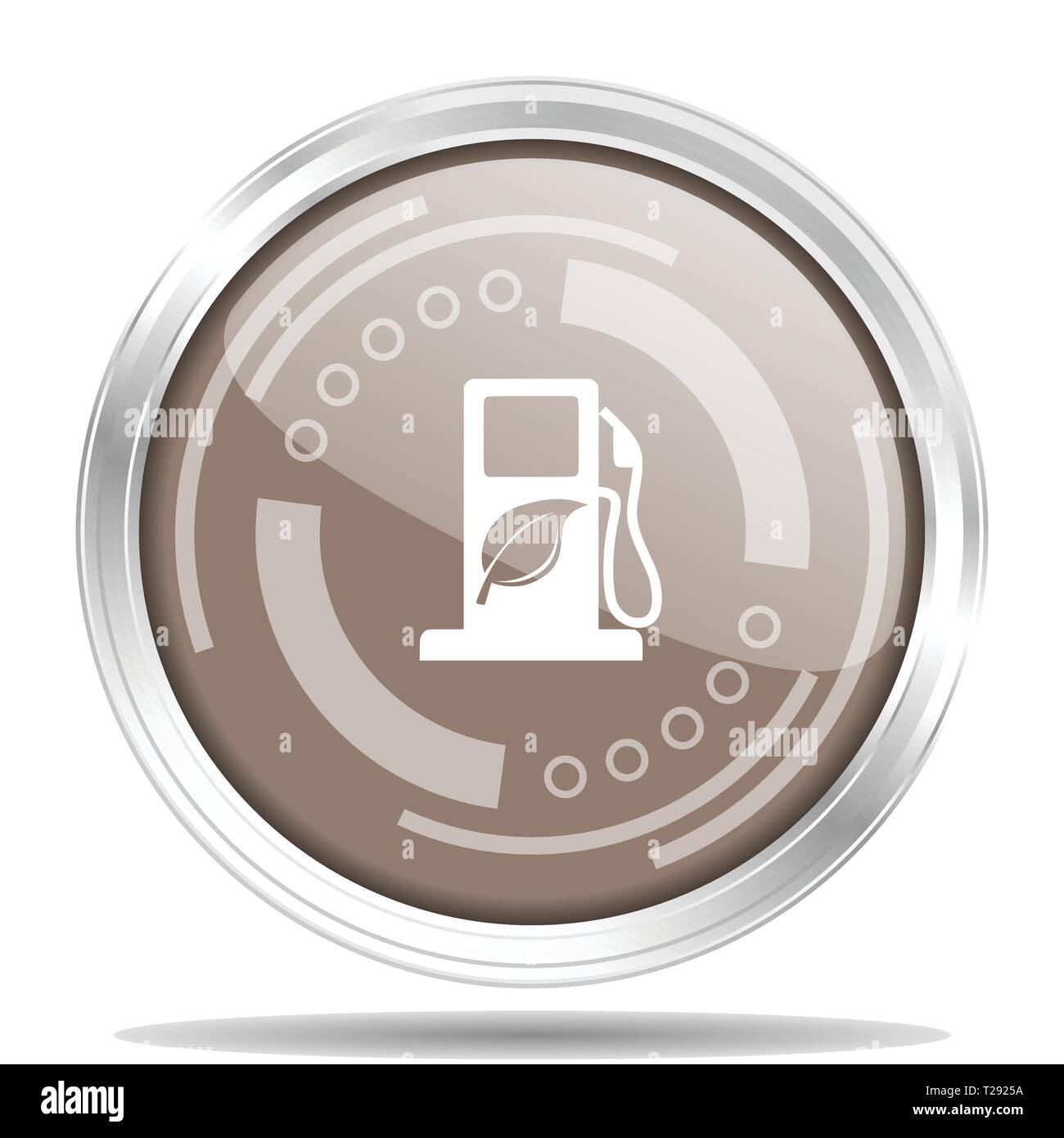 Biofuel silver metallic chrome border round web icon, vector ...