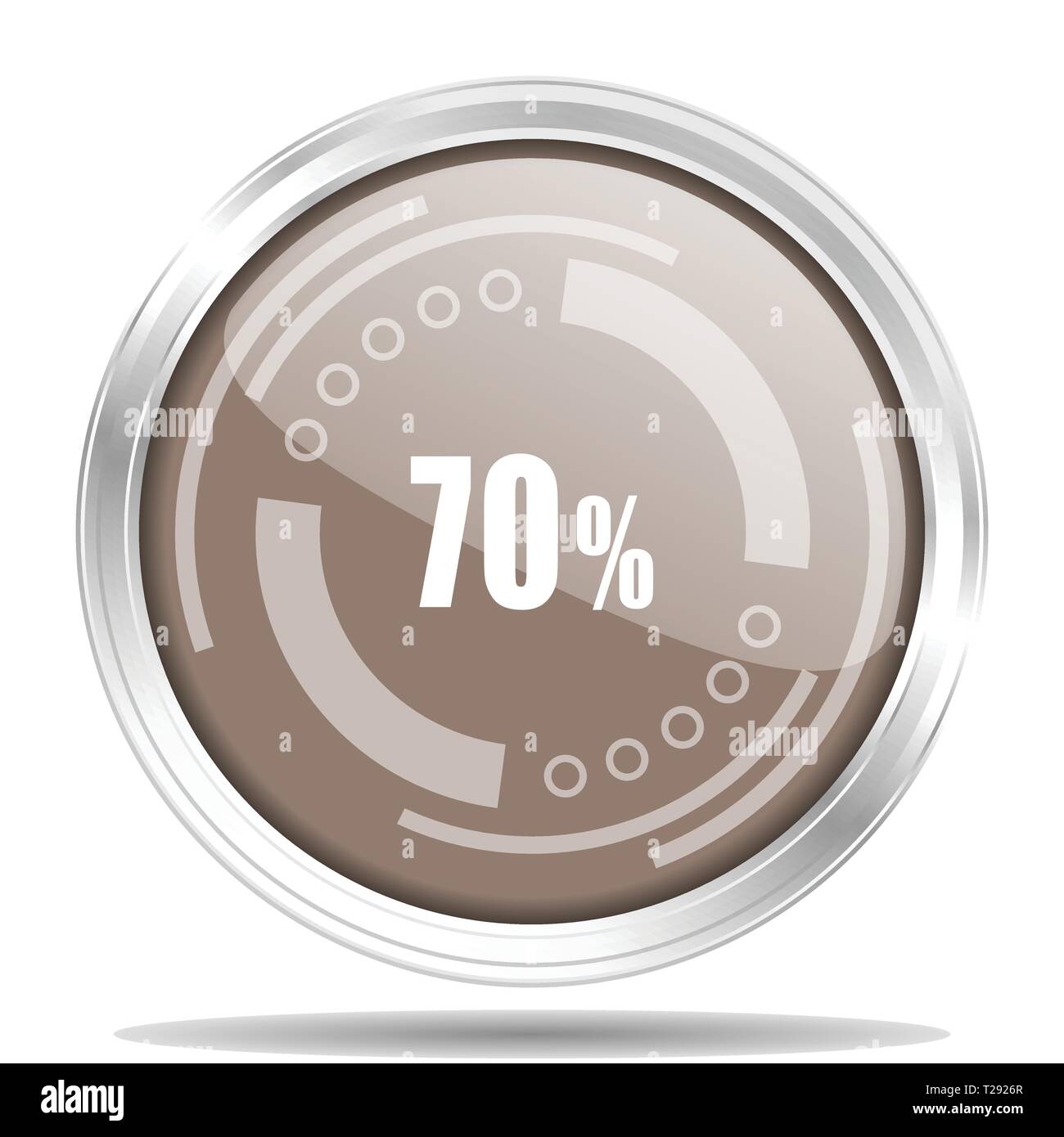 70 percent silver metallic chrome border round web icon, vector ...