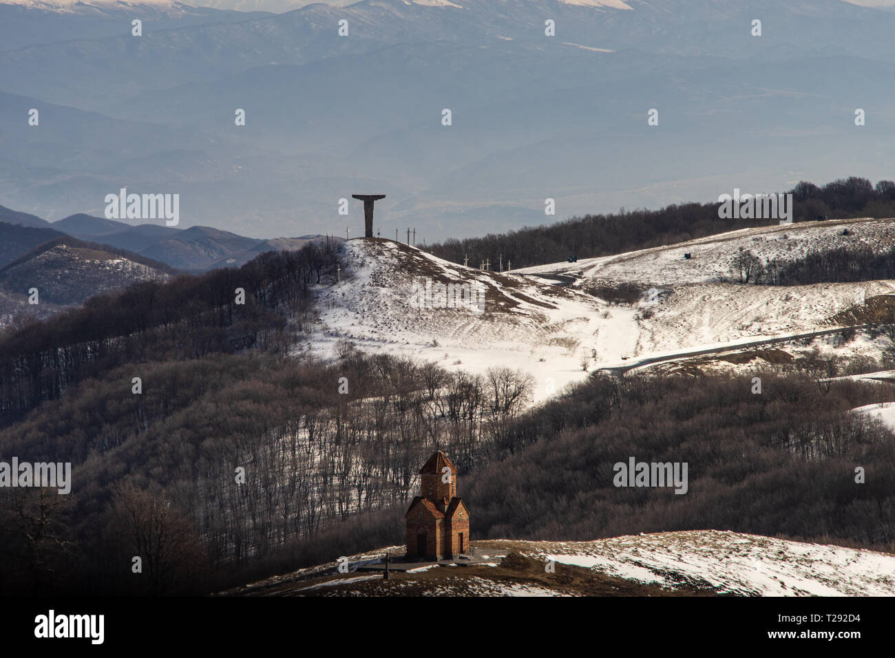 Famous Didgori battle monument with giant swards and sculptures of ...