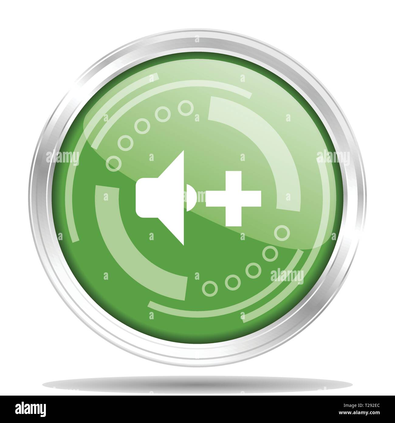 Speaker volume silver metallic chrome border round web icon, vector ...