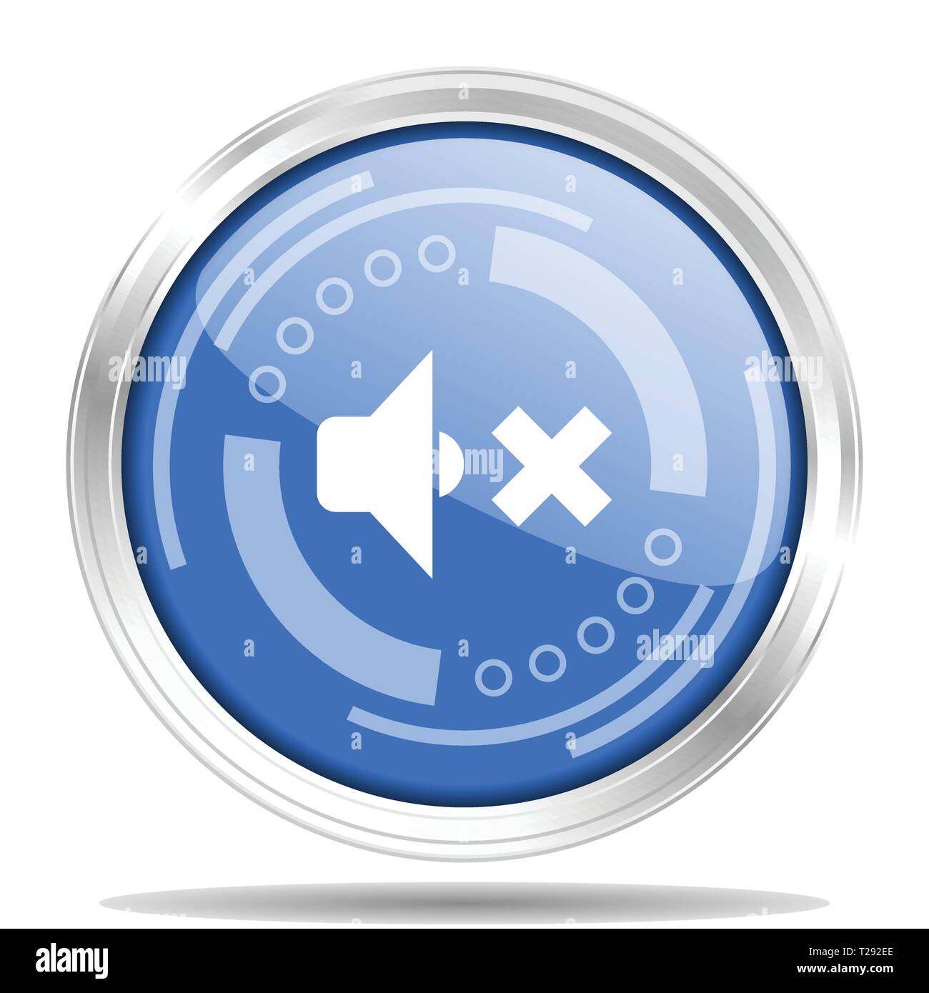 Speaker volume silver metallic chrome border round web icon, vector ...
