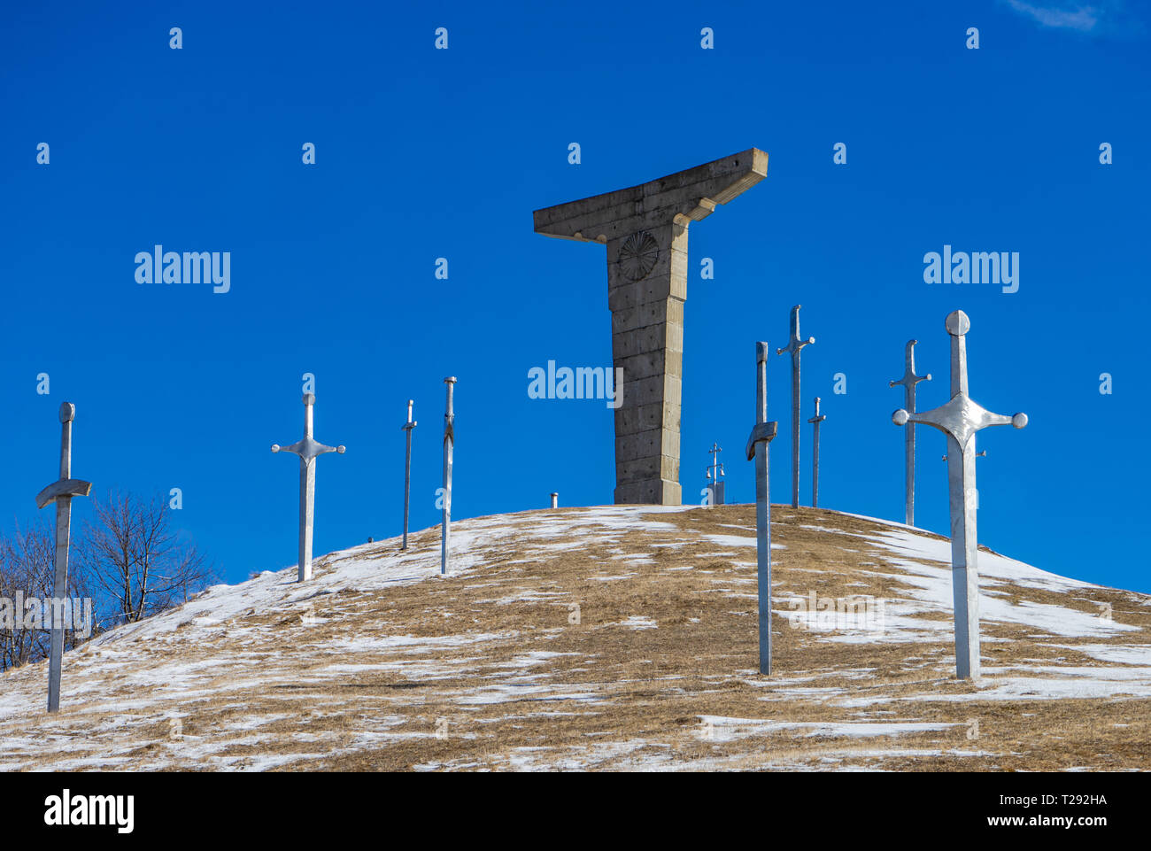 Famous Didgori battle monument with giant swards and sculptures of ...