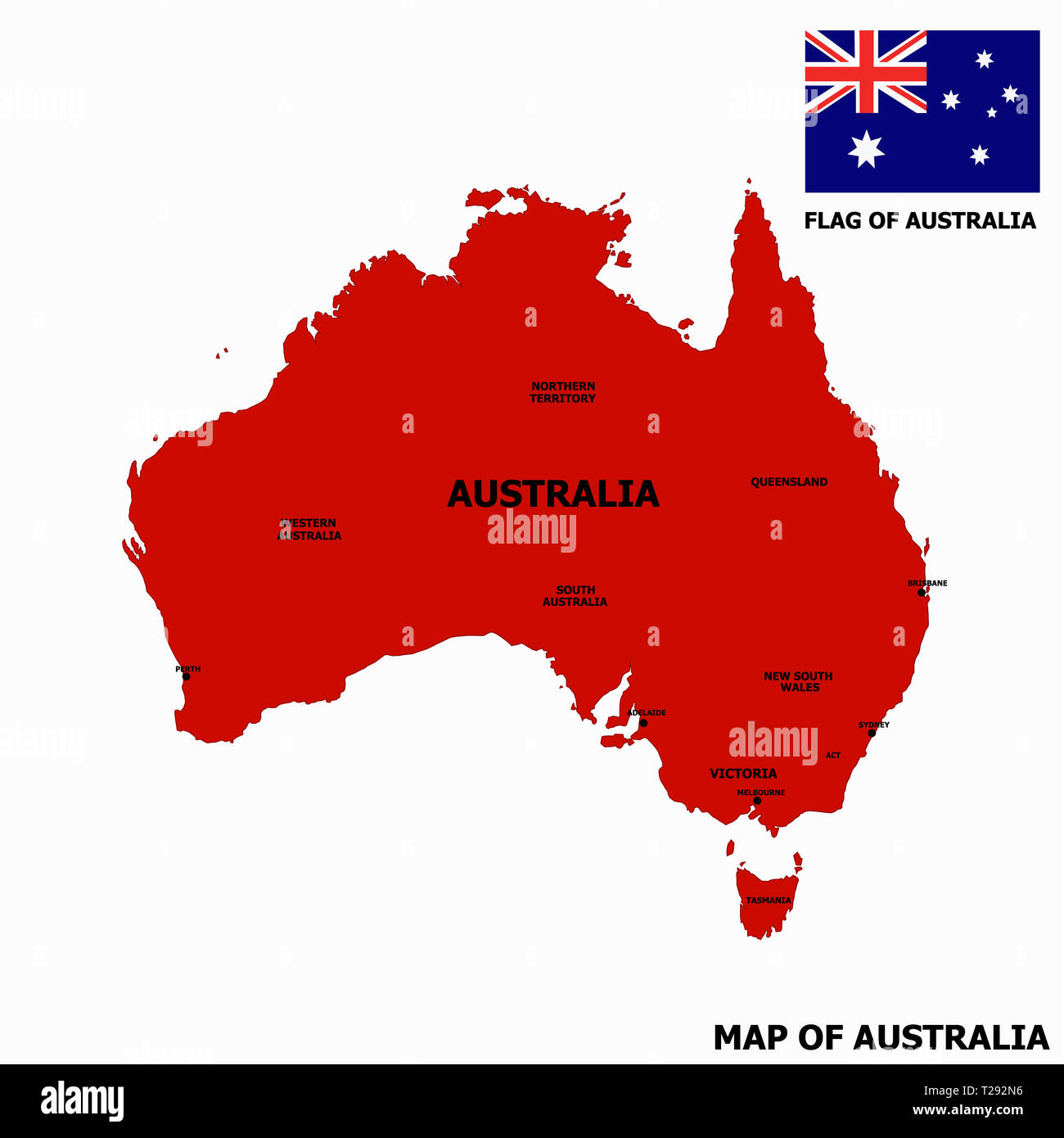 Map of Australia with flag. Australian infographic Stock Photo - Alamy
