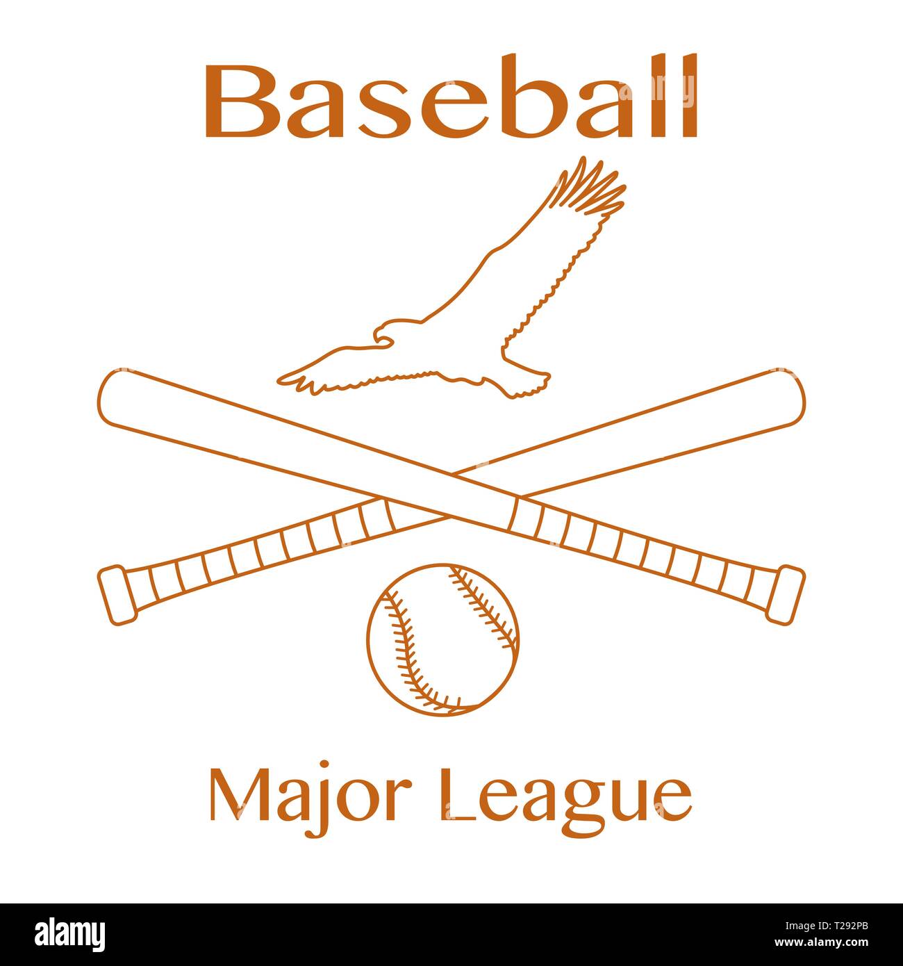 Vector illustration with baseball bats, ball and eagle. Sports ...