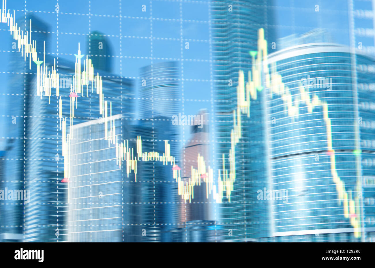 Abstract blurred double exposure of stock graph. Scalper trader trades ...