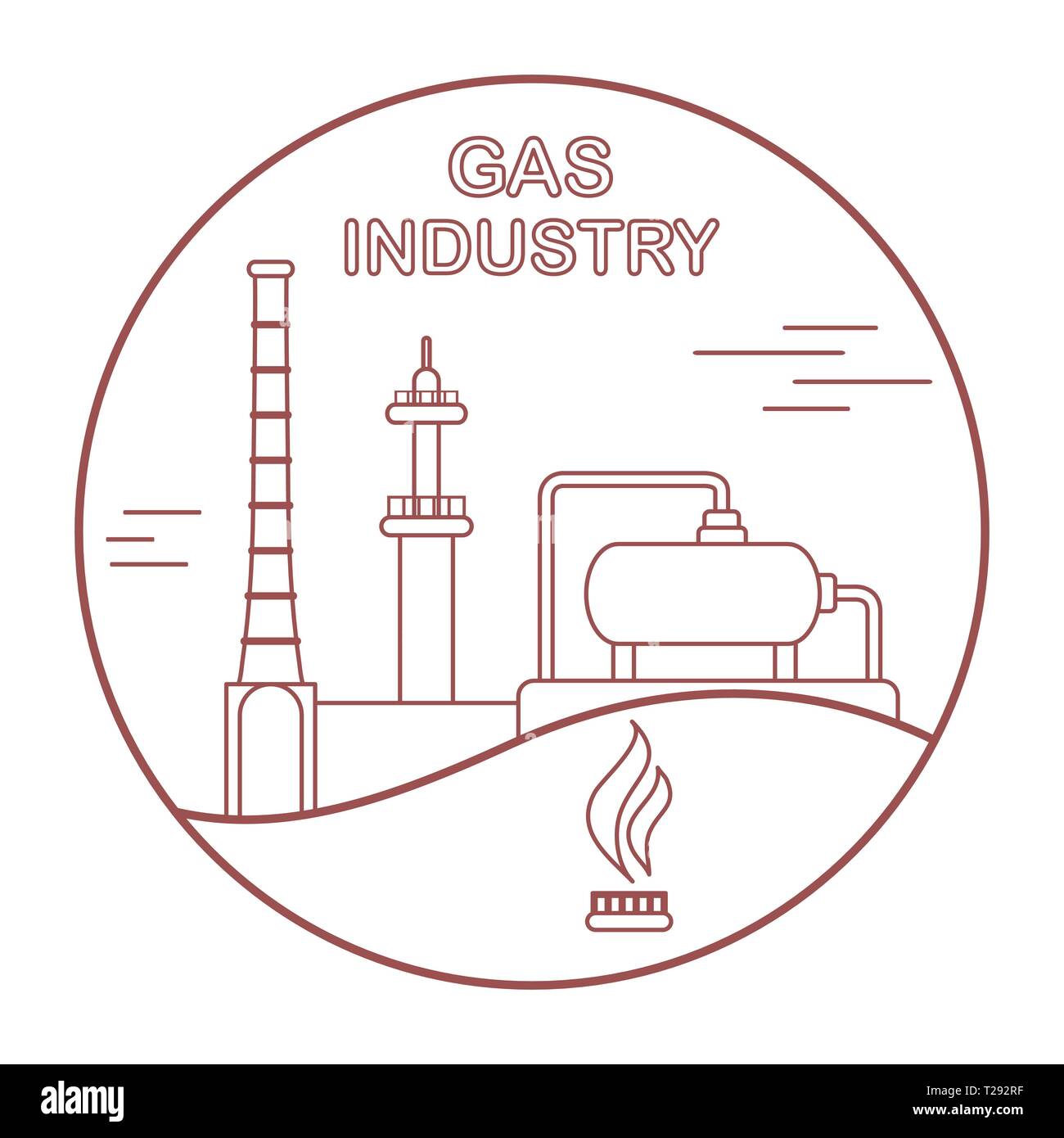 Vector illustration with equipment for gas production. Gas industry ...