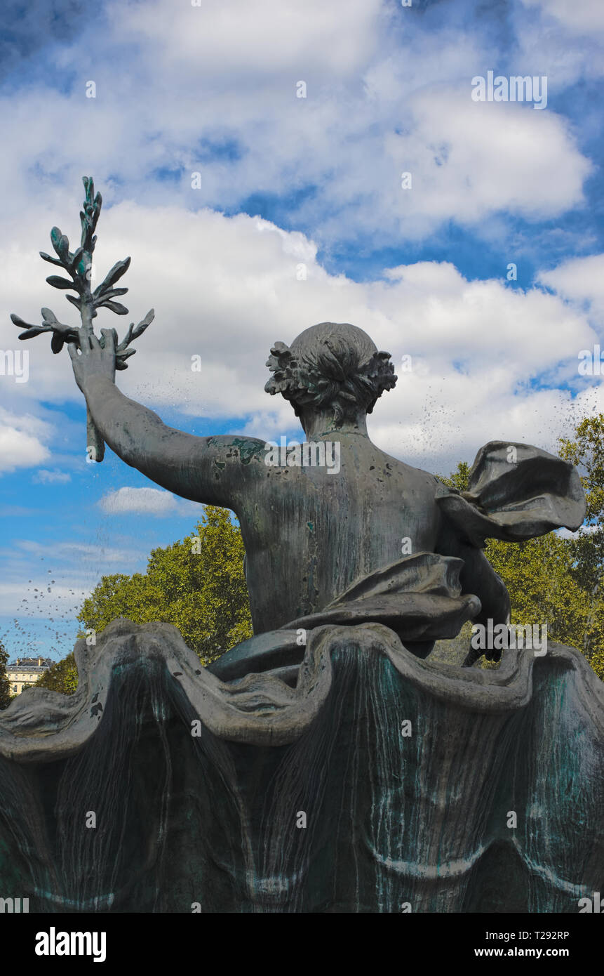 Statue of a woman holding an olive branch at Girondins monument, place ...