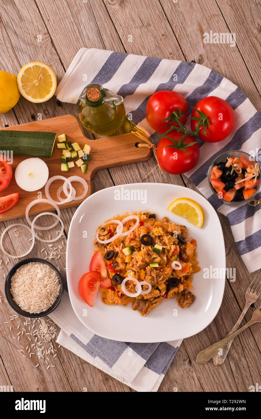 Gyros rice dish Stock Photo - Alamy