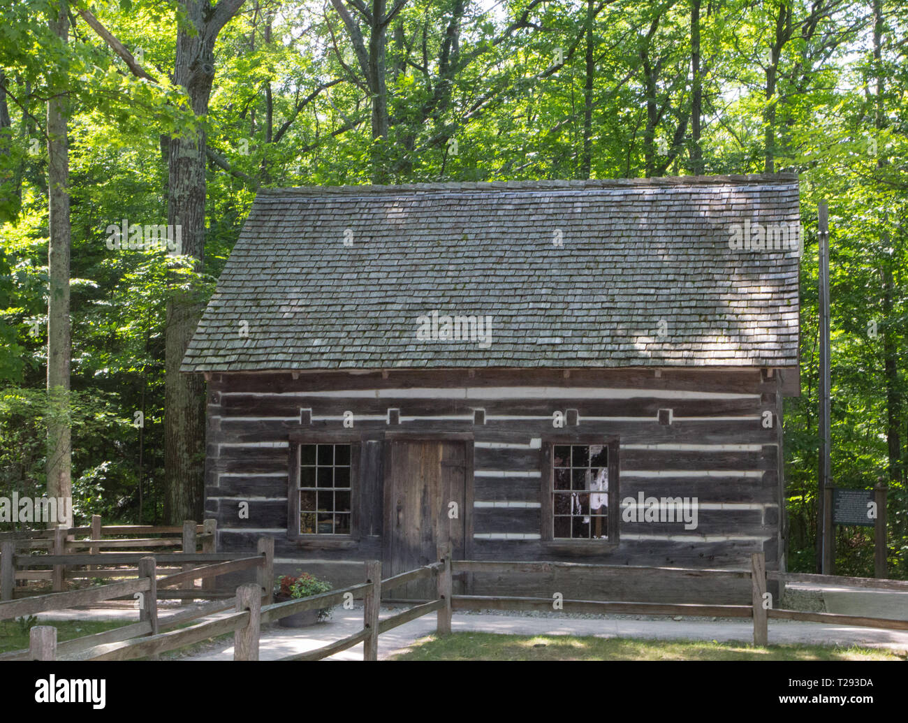 Mission Point Log Cabin, Michigan Stock Photo - Alamy