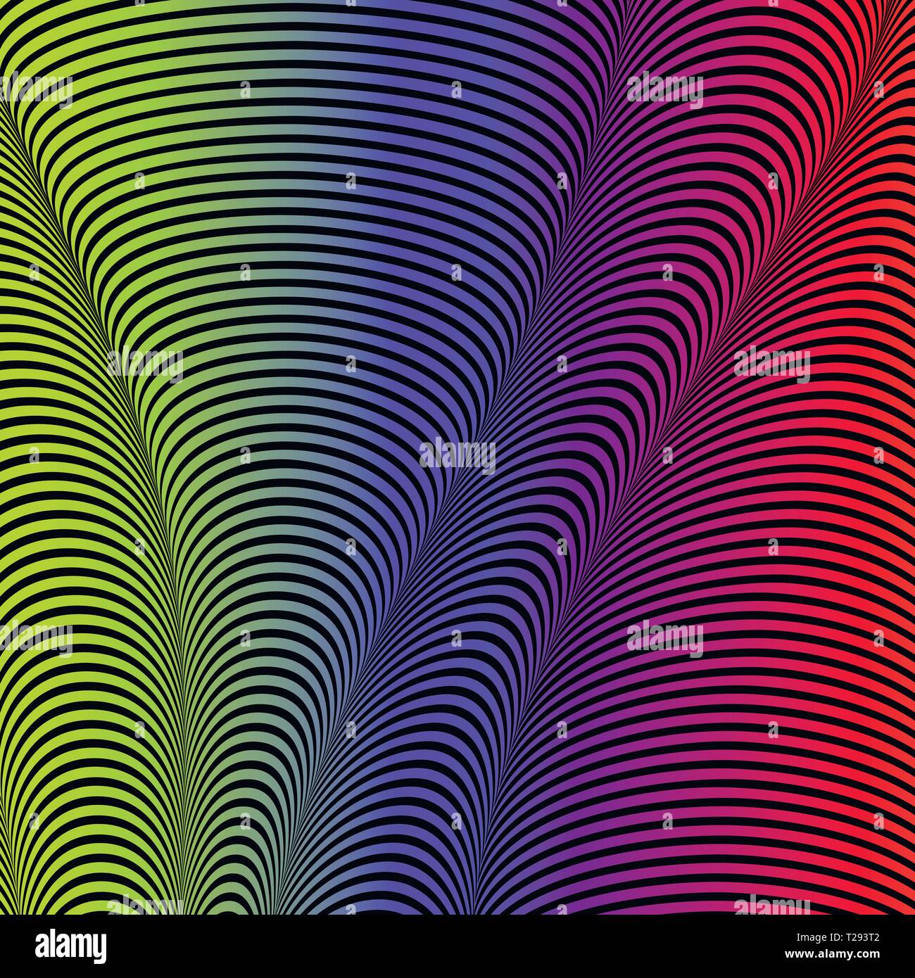 Abstract acid color wavy background, optical art, opart striped. Neon ...