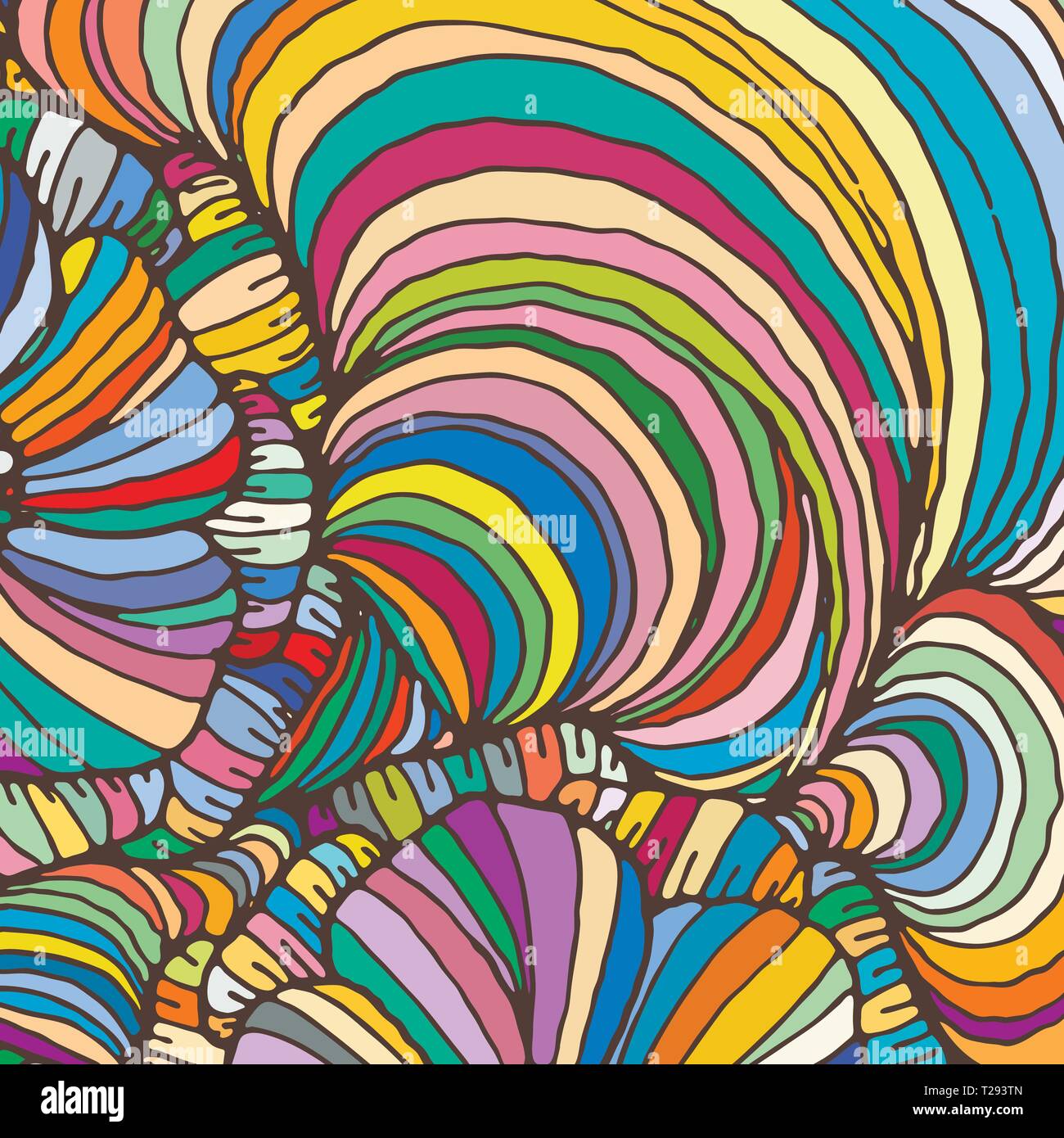 Vector doodle outline abstract ornamental flowers stripe background ...