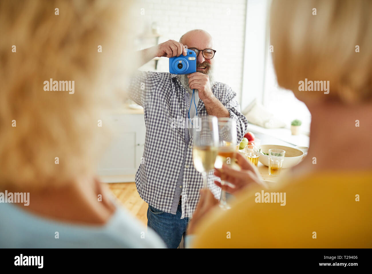 Cheerful bald man beard glasses hi-res stock photography and images - Alamy