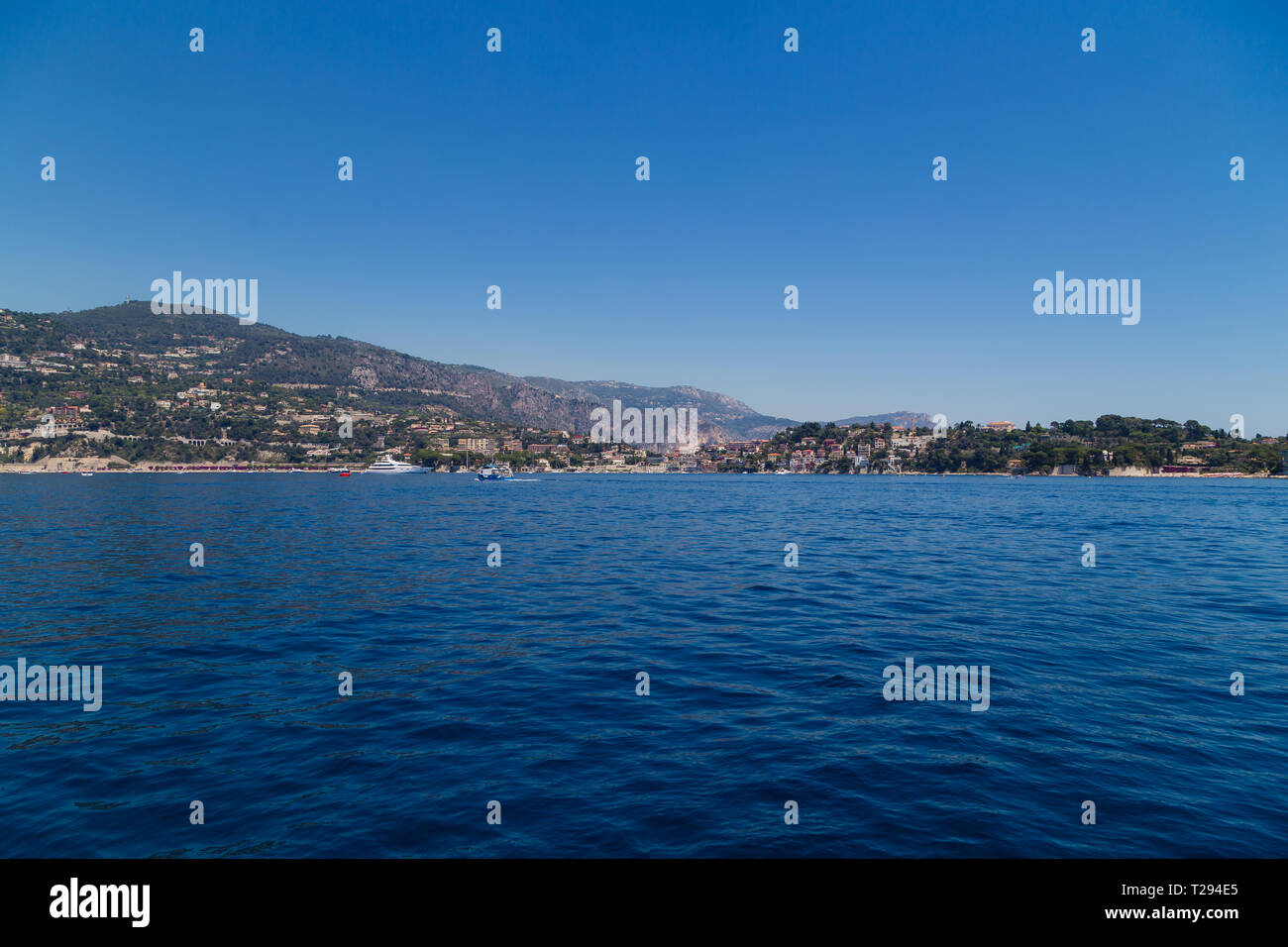 Villefranche, France. Offshore coastal images while leaving the harbour ...