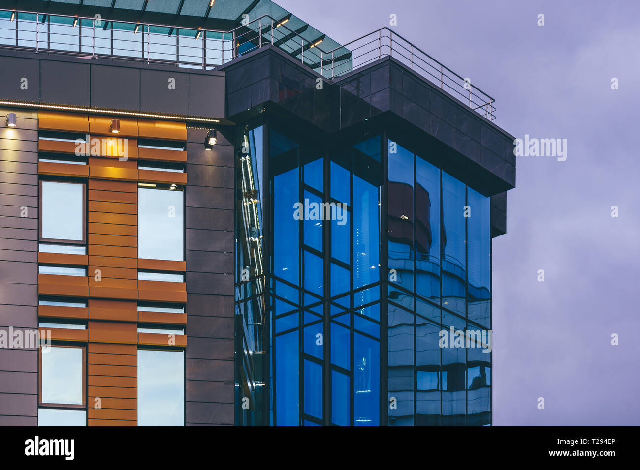 Modern high-rise office building with a glass facade, background Stock ...